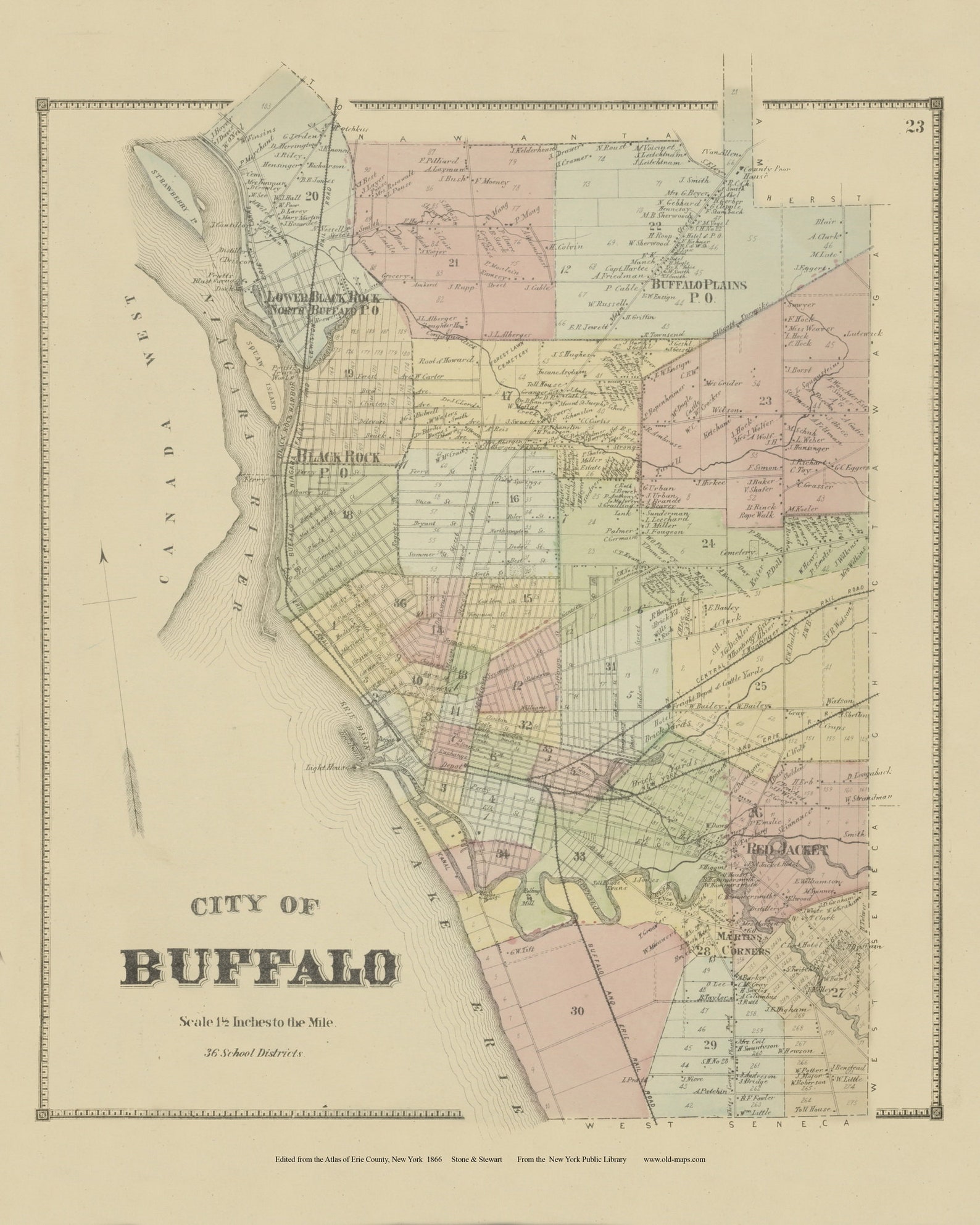 Buffalo 1866 New York Erie Co Atlas Old Town Map Reprint NY 23 - Etsy