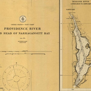 Providence River RI - 1924 Nautical Map by the USCGS - Reprint Harbors ...
