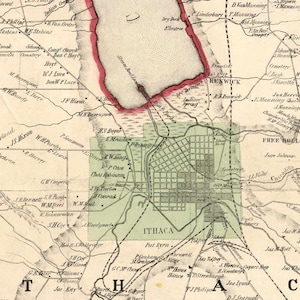 Tompkins County New York 1853 - Old Wall Map Reprint With Homeowner ...