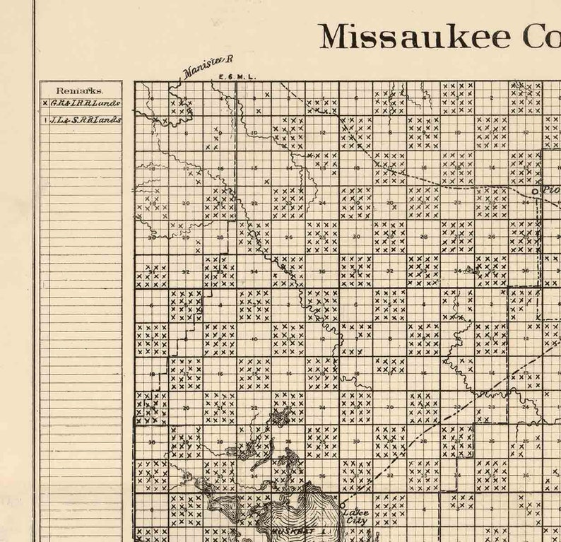 Missaukee County Michigan 1898 Wall Map Reprint With | Etsy
