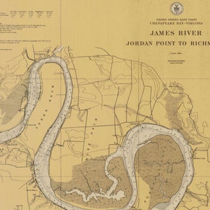 James River - Jordan Point to Richmond 1925 Nautical Map - Chesapeake ...