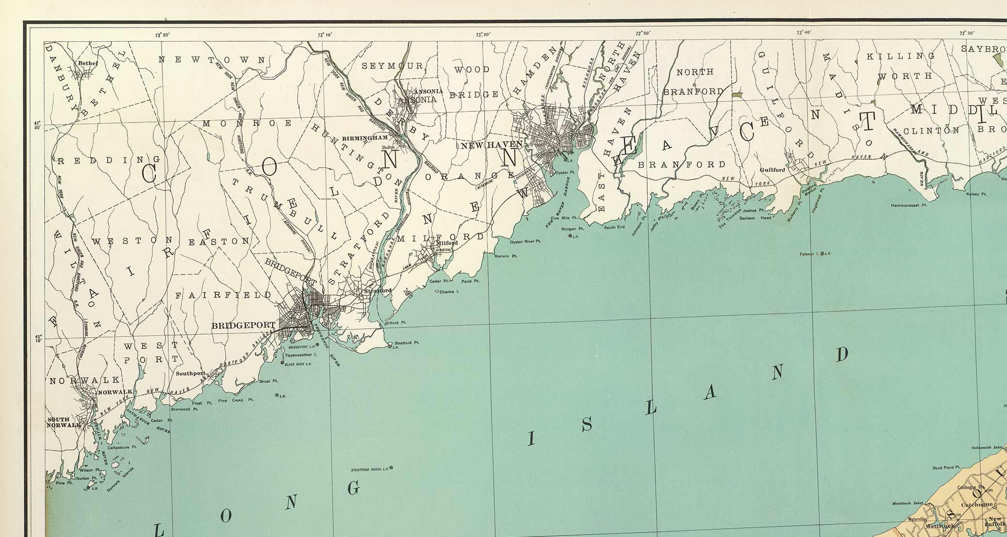Suffolk County Long Island 1895 Map New York Reprint Bien | Etsy