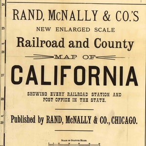 California 1890 Map Rand Mcnally Reprint State - Etsy