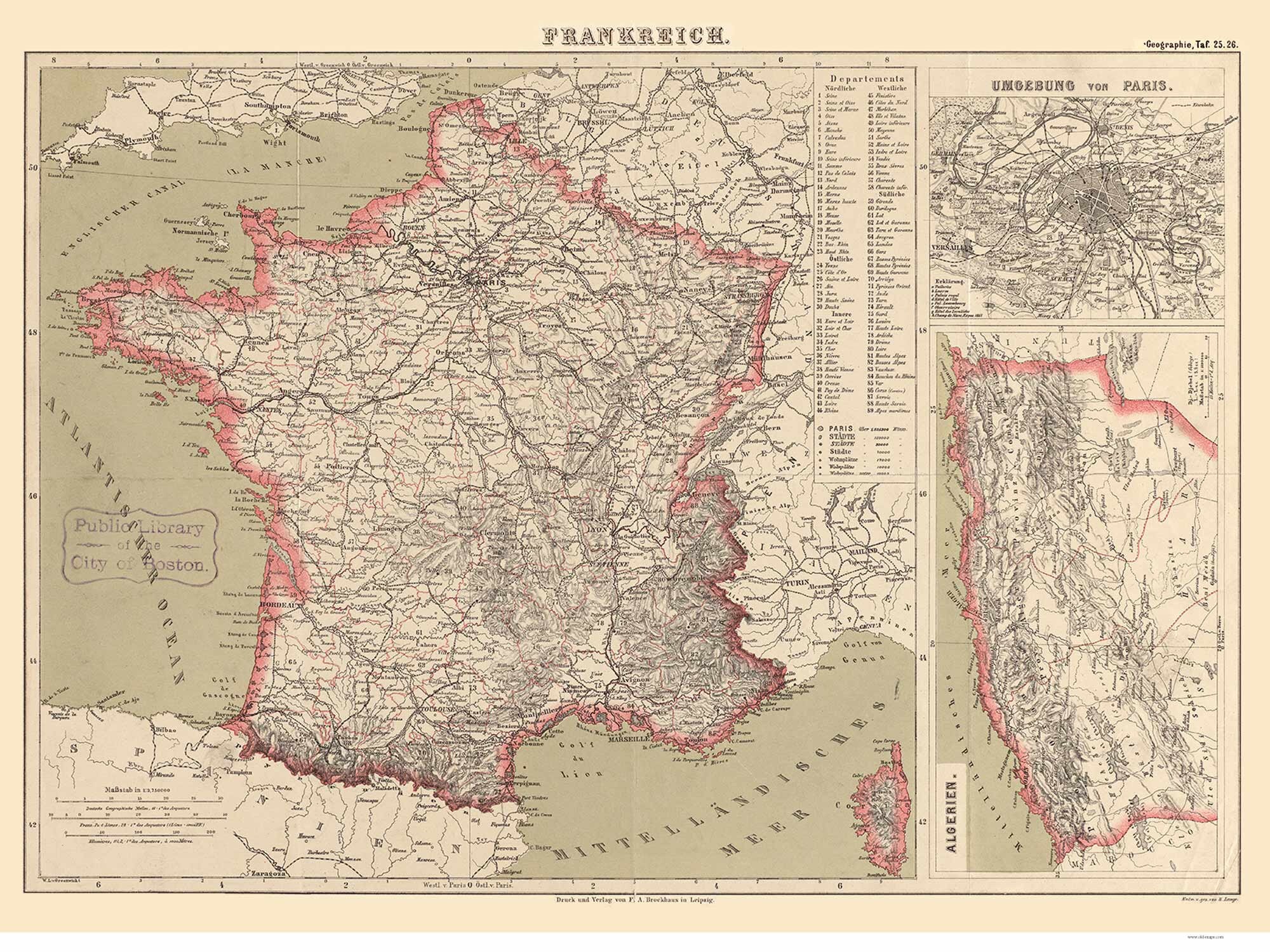 France 1871 German Map of France With Detailed Topography - Etsy UK
