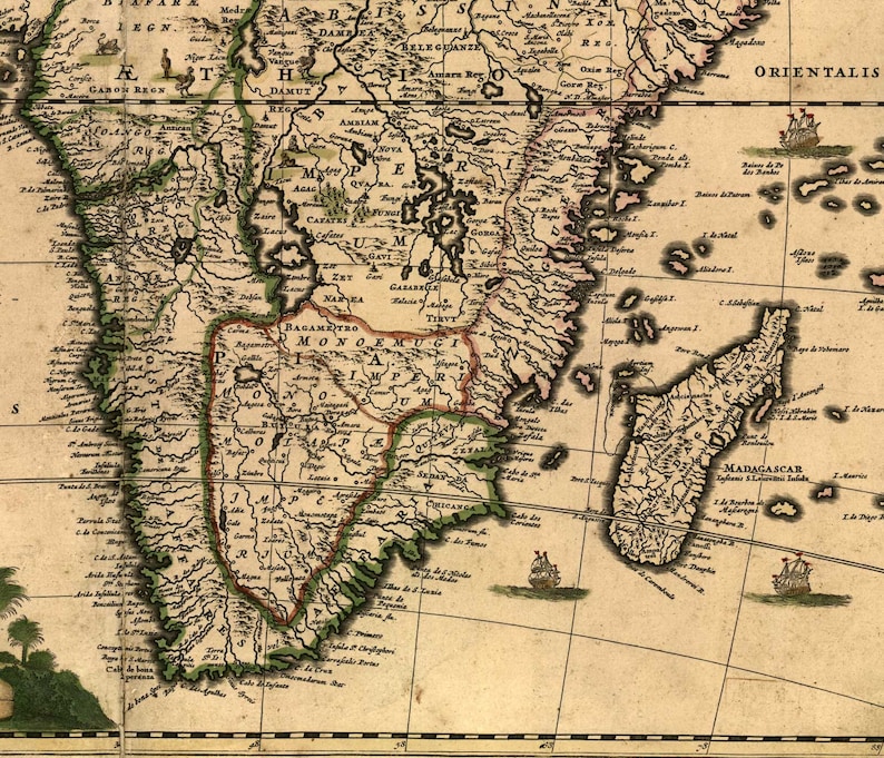 Africa Ca. 1688 Old Map Wit Latin Ships Reprint - Etsy
