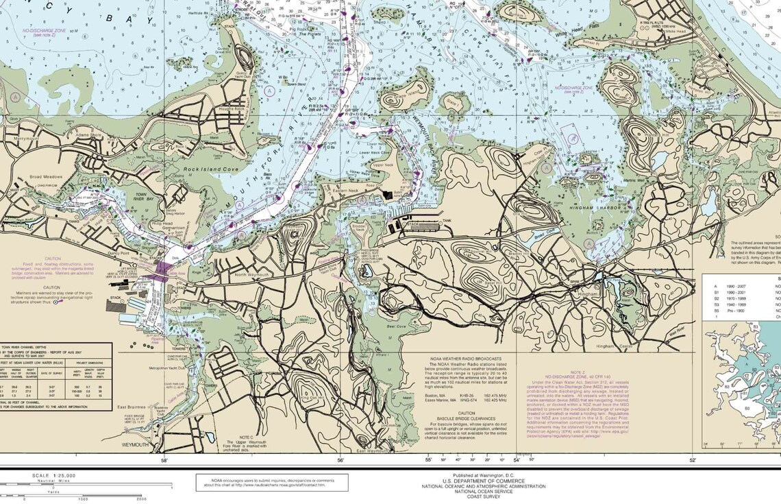 Boston Harbor, Massachusetts - 2016 Nautical Map - Reprint Harbors 246 ...