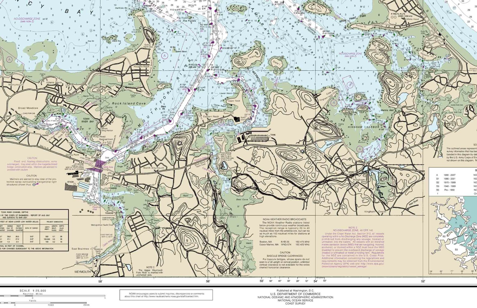 Boston Harbor, Massachusetts - 2016 Nautical Map - Reprint Harbors 246 ...