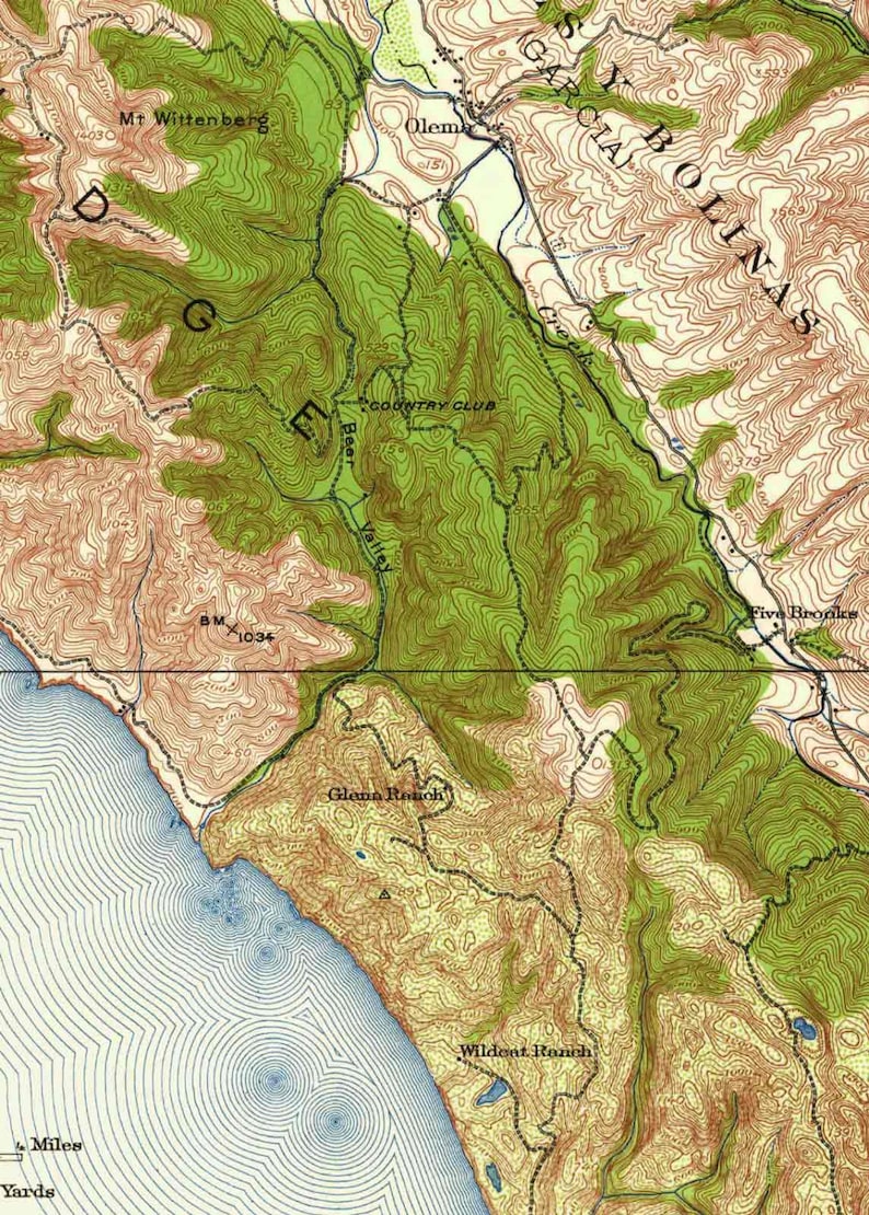 Point Reyes 1916 Old Topo Map 1957 Edition an Edited - Etsy