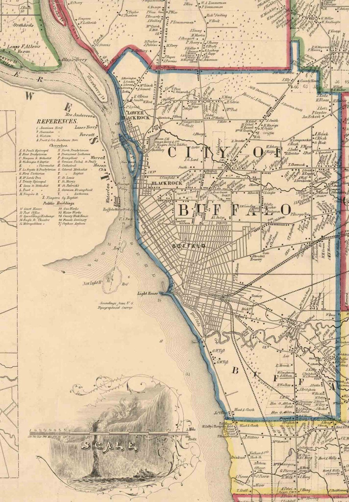 Erie County New York 1854 Old Wall Map Reprint With - Etsy