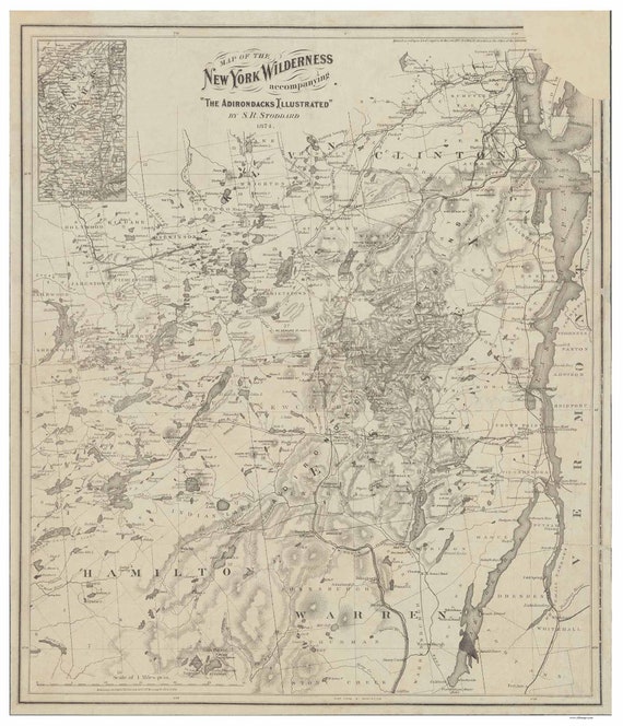 Adirondack 1874 New York Old Map Stoddard Reprint ADM - Etsy