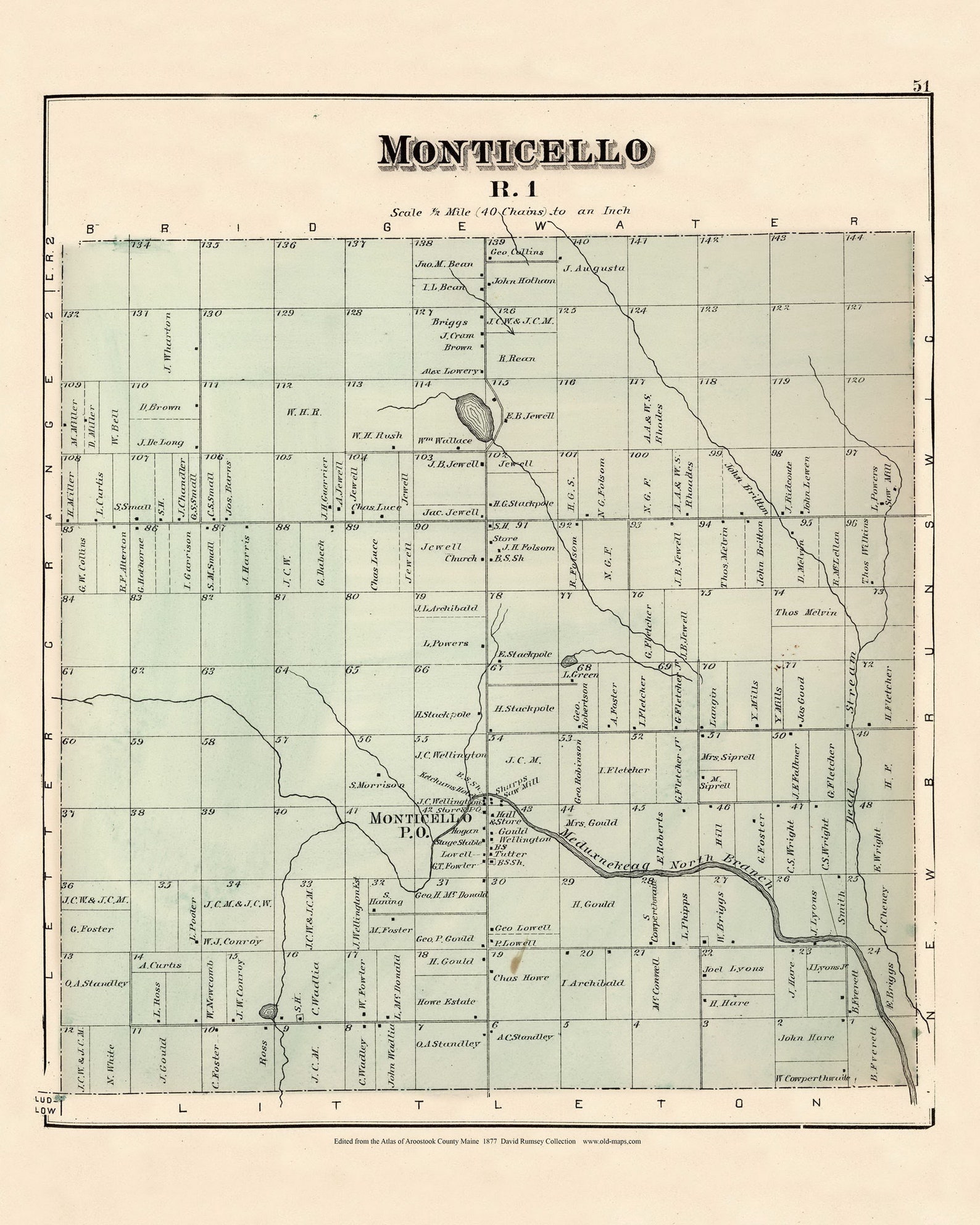Monticello 1877 Old Town Map Reprint Aroostook County - Etsy
