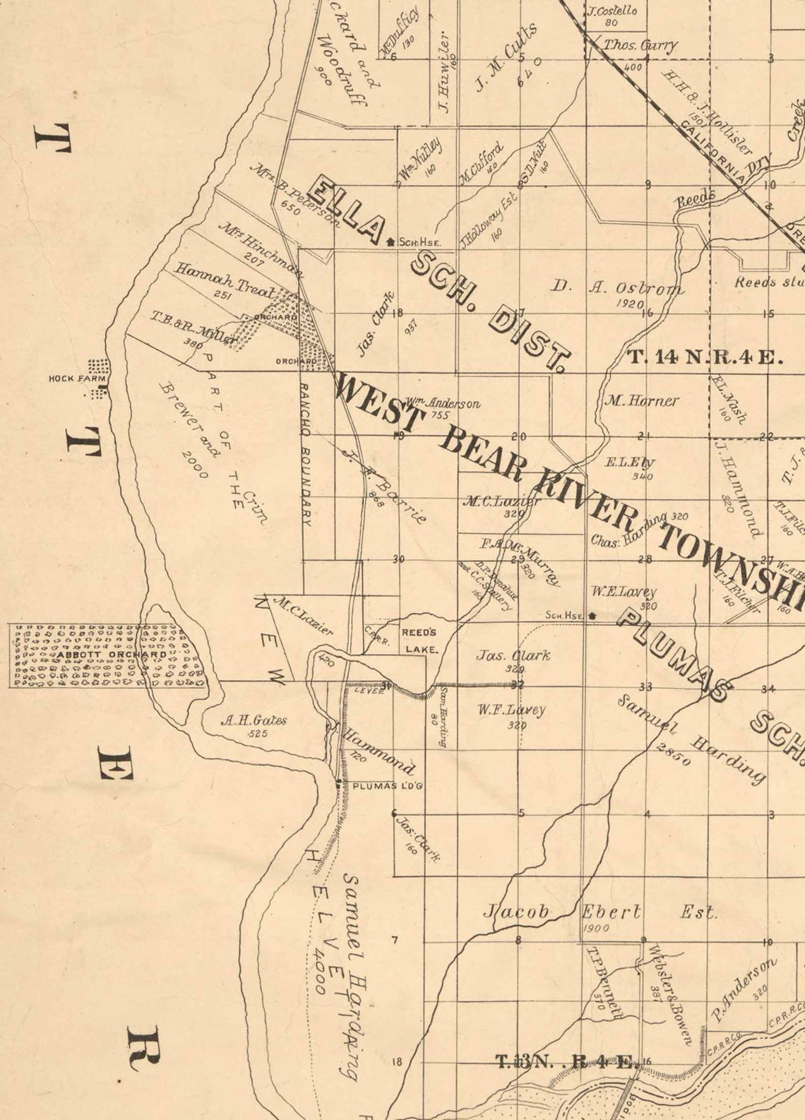 Yuba County California 1887 - Old Wall Map Reprint With Landowner Names ...