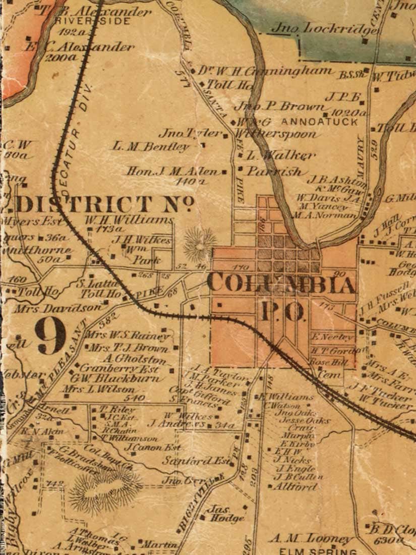 Maury County Tennessee 1878 Old Old Wall Map Reprint with | Etsy