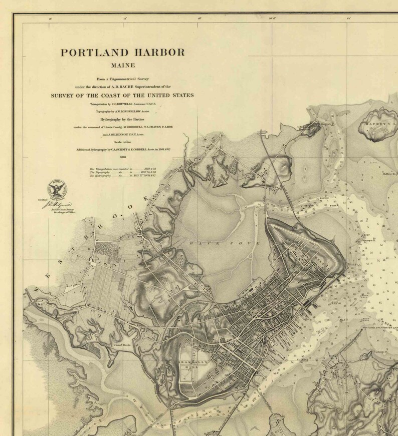 Portland Harbor Maine 1862 Nautical Map Harbors 1 325 - Etsy