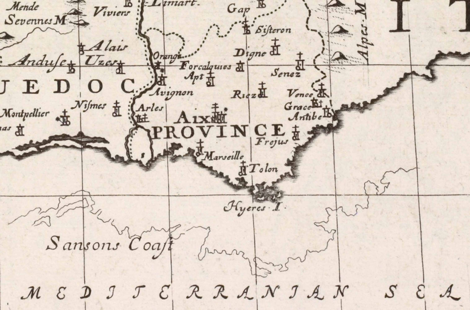 France 1700 Provinces Towns and Rivers Old Map Reprint - Etsy