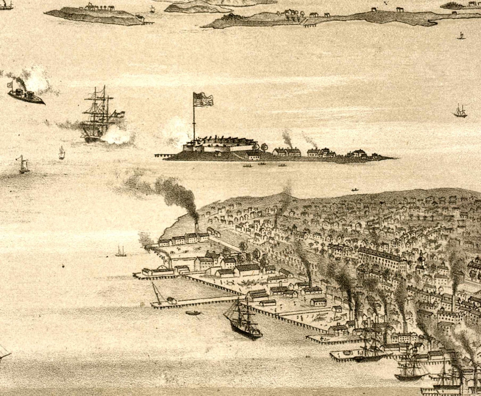 Boston - 1870 - Copy 1 - Birds Eye View by F. Fuchs - Reprint - Etsy