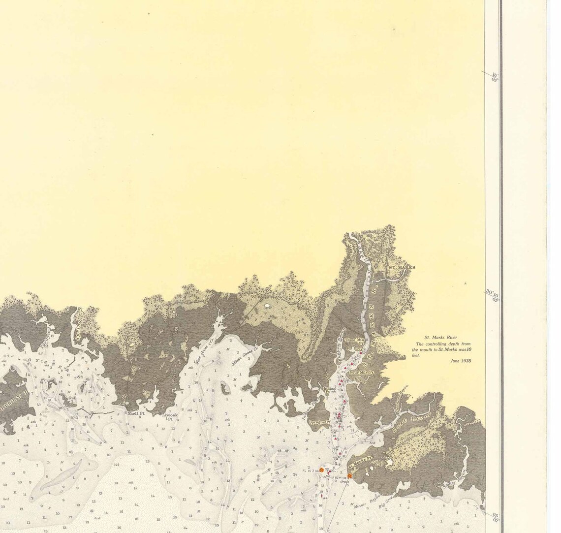 Apalachee Bay and St. Georges Sound 1938 Nautical Map | Etsy