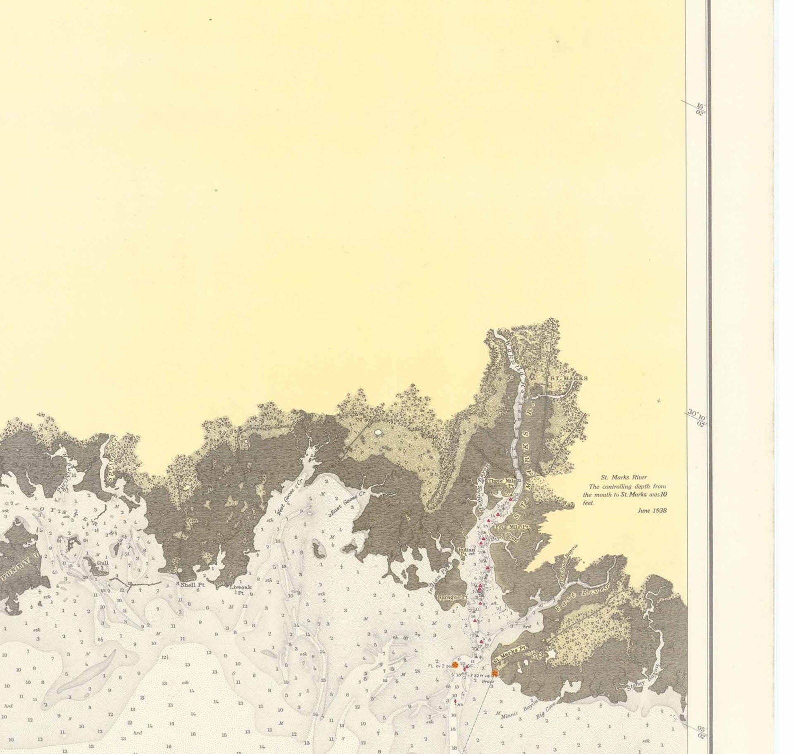 Apalachee Bay and St. Georges Sound 1938 Nautical Map | Etsy