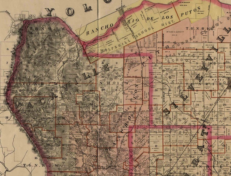 Solano County California 1890 Old Wall Map Reprint with - Etsy España