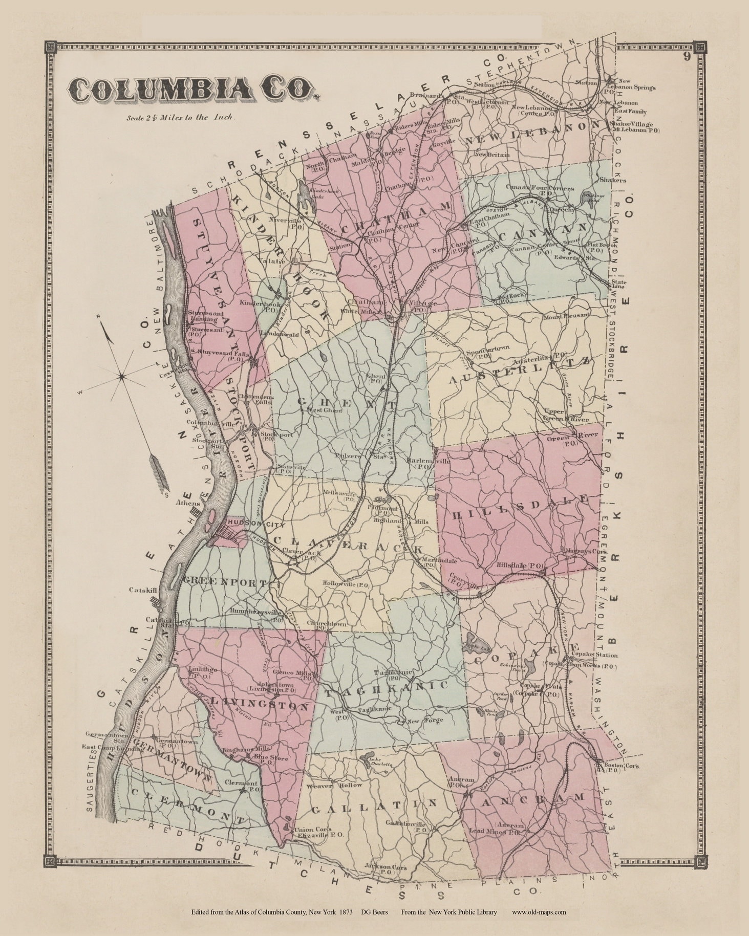 Columbia County 1873 Old Map Reprint Columbia Co Beers Atlas - Etsy UK