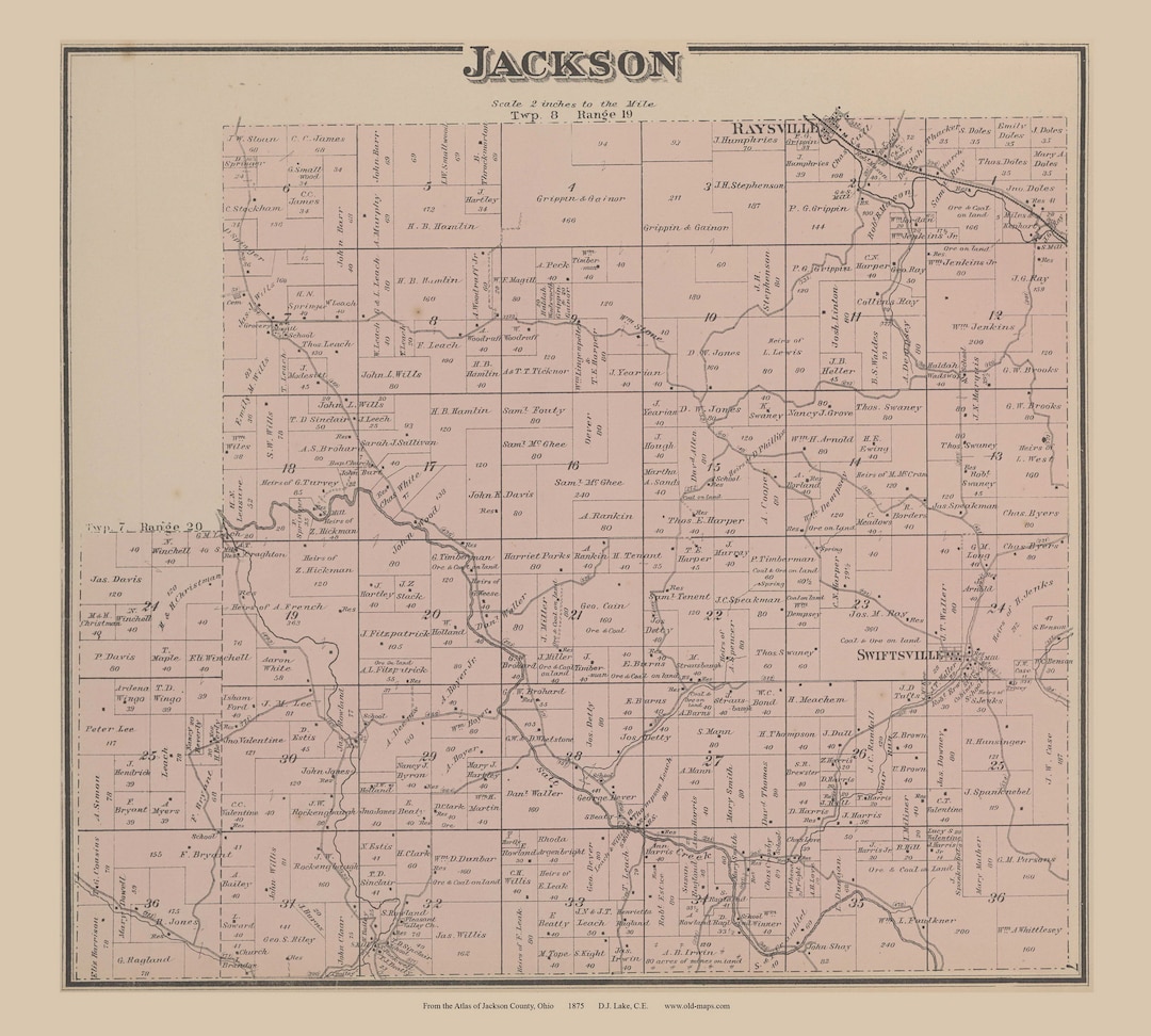Jackson 1875 Old Town Map With Homeowner Names - Ohio - Reprint ...