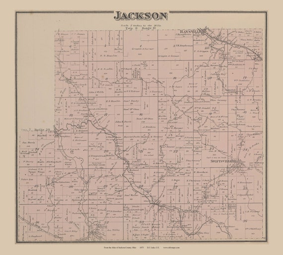 Jackson 1875 Old Town Map With Homeowner Names Ohio - Etsy