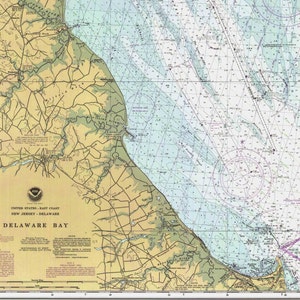 Delaware Bay - 1987 Nautical Map Reprint - New Jersey & Delaware ...