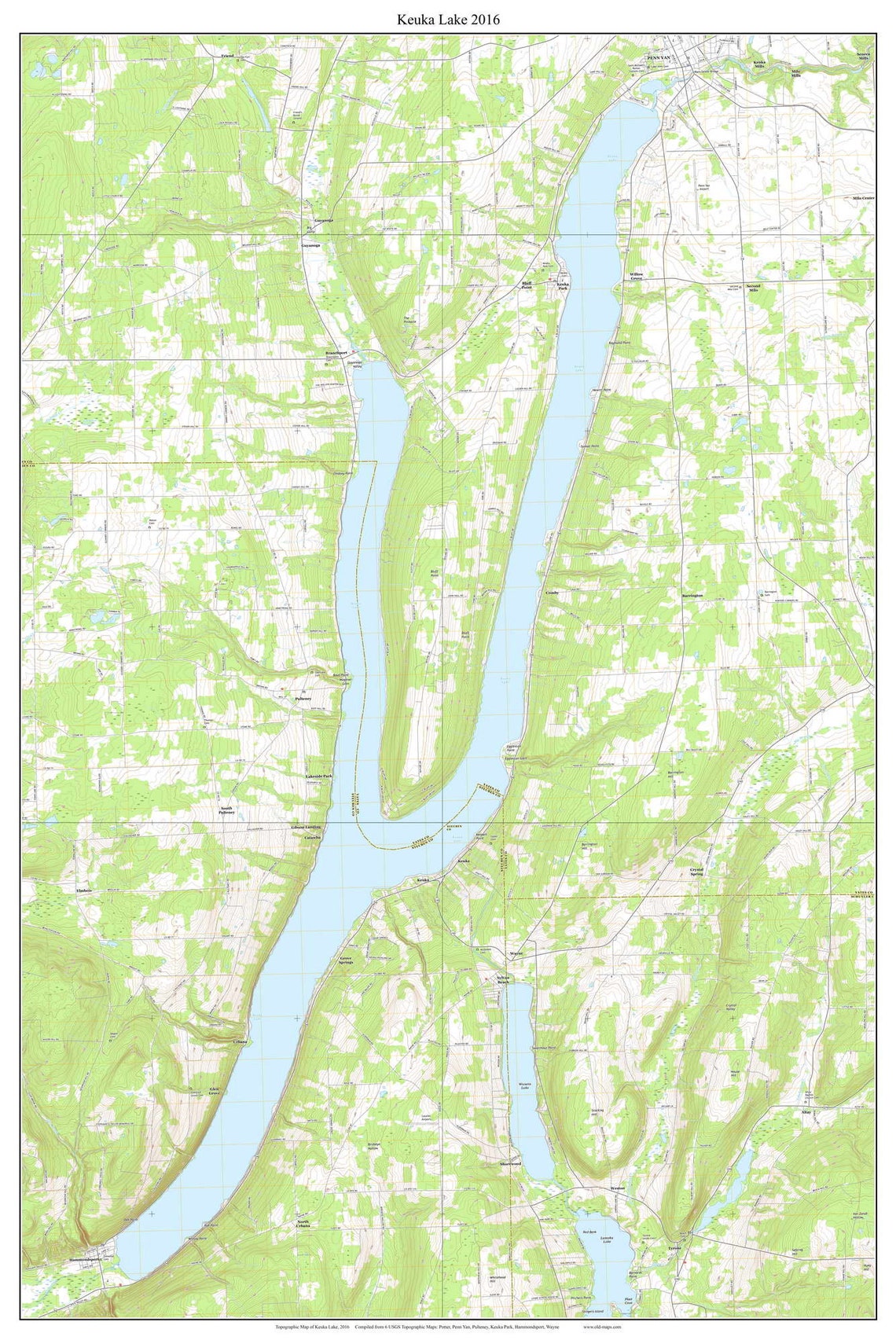 Keuka Lake 2016 USGS Topographic Map Custom Composite | Etsy
