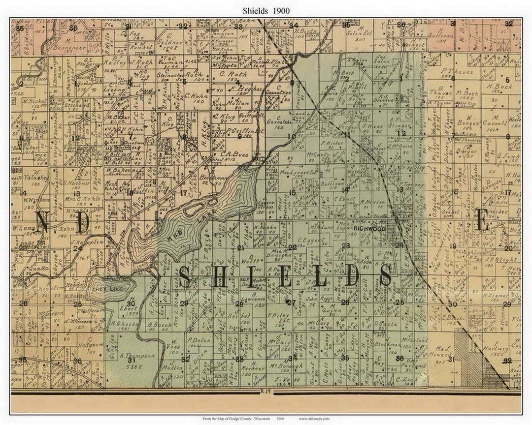 Shields 1900 - Old Town Map With Homeowner Names - Mud Lake - Wisconsin ...