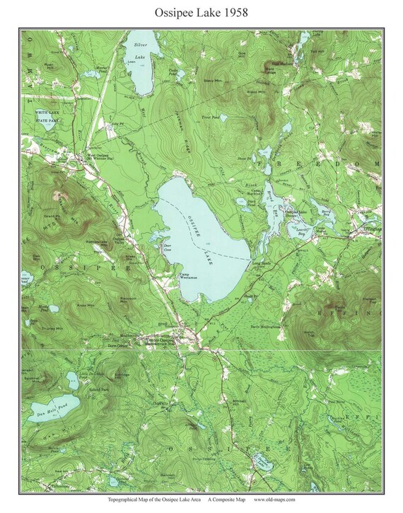 Ossipee Lake 1958 Old Topographic Map by USGS Custom | Etsy