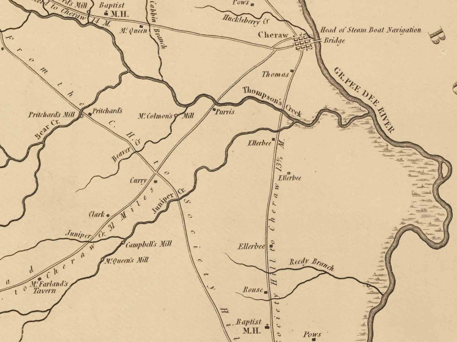 Chesterfield District South Carolina 1825 County Wall Map - Etsy