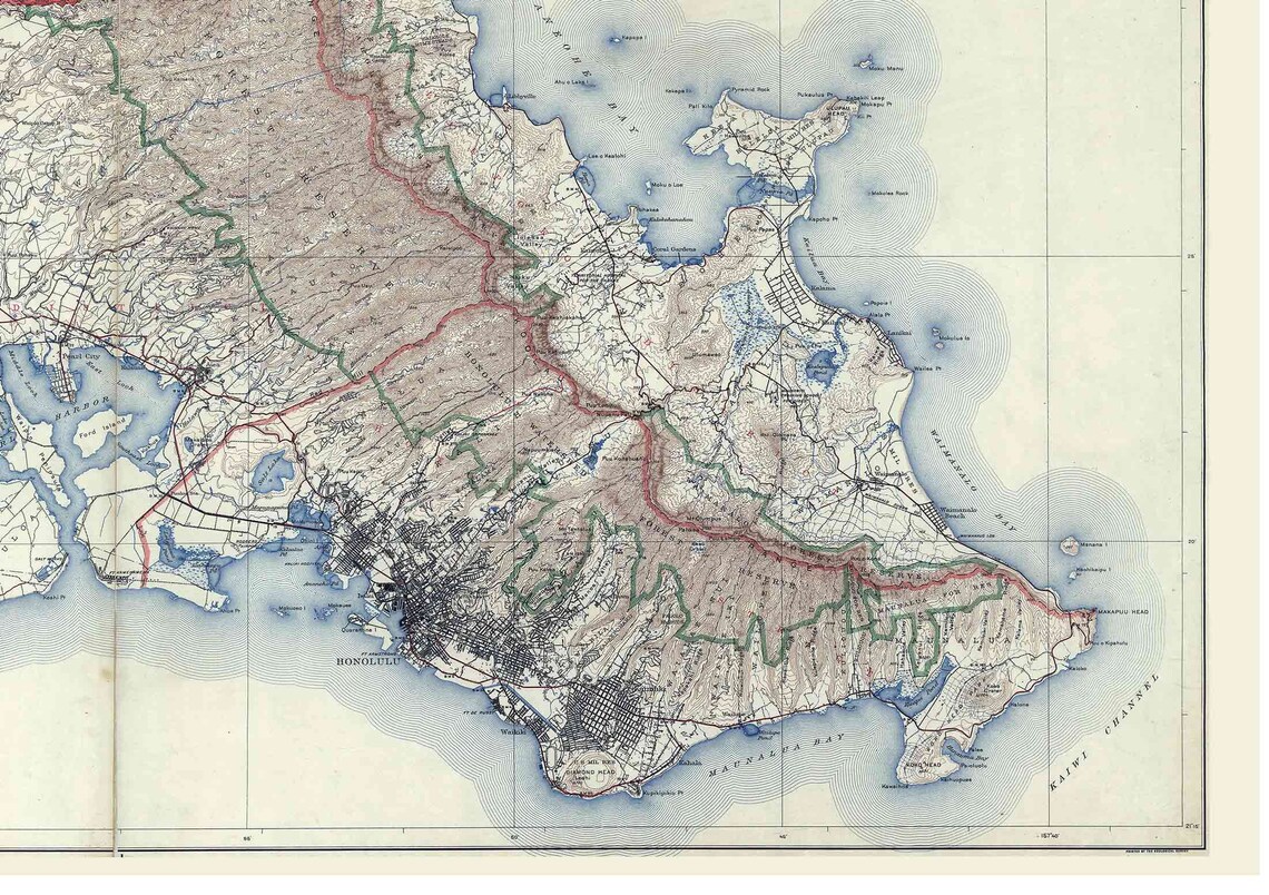 Old Map of Oahu 1938 USGS Special Map Hawaiian Islands | Etsy