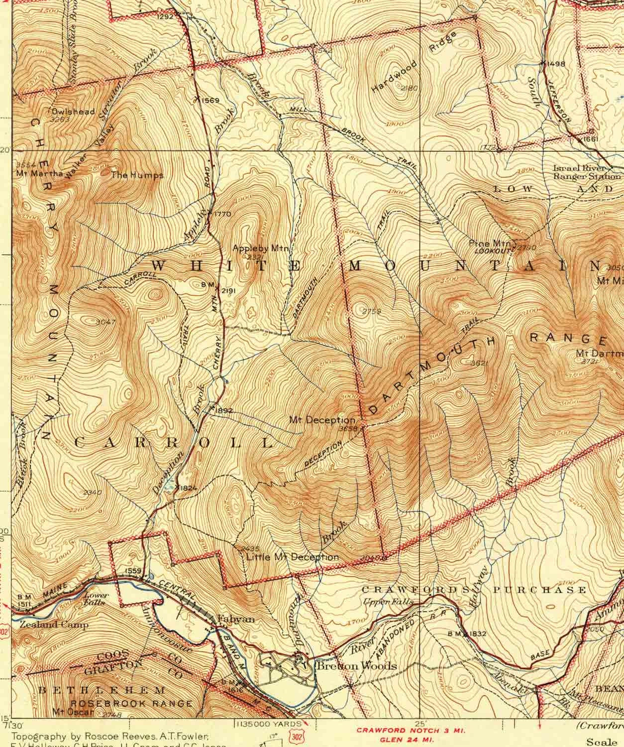 Mount Washington 1938 1943 Old Topo Map Bretton Woods - Etsy UK
