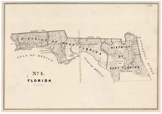Complete Old Map Of Northern Florida