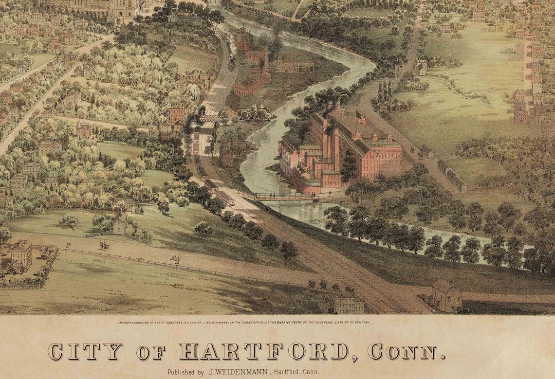 Hartford Connecticut 1864 Birds Eye View CT Reprint - Etsy