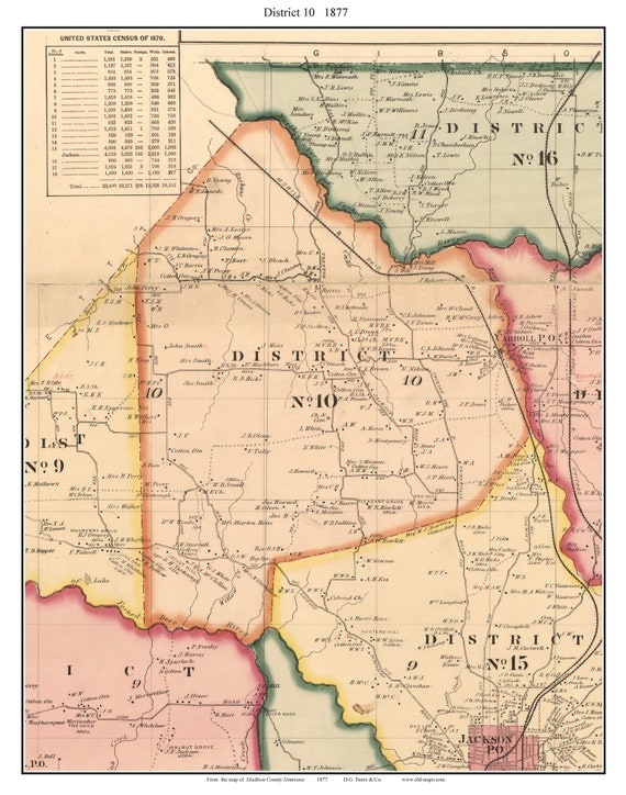 District 10 1877 Old Town Map With Homeowner Names Tennessee - Etsy