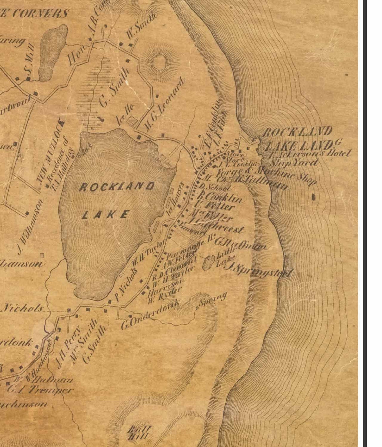 Clarkstown 1854 Old Map Homeowner Names New City Congers Rockland Lake ...