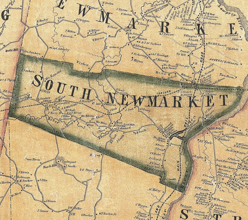 Rockingham County, New Hampshire 1857 - Old Wall Map Reprint With ...