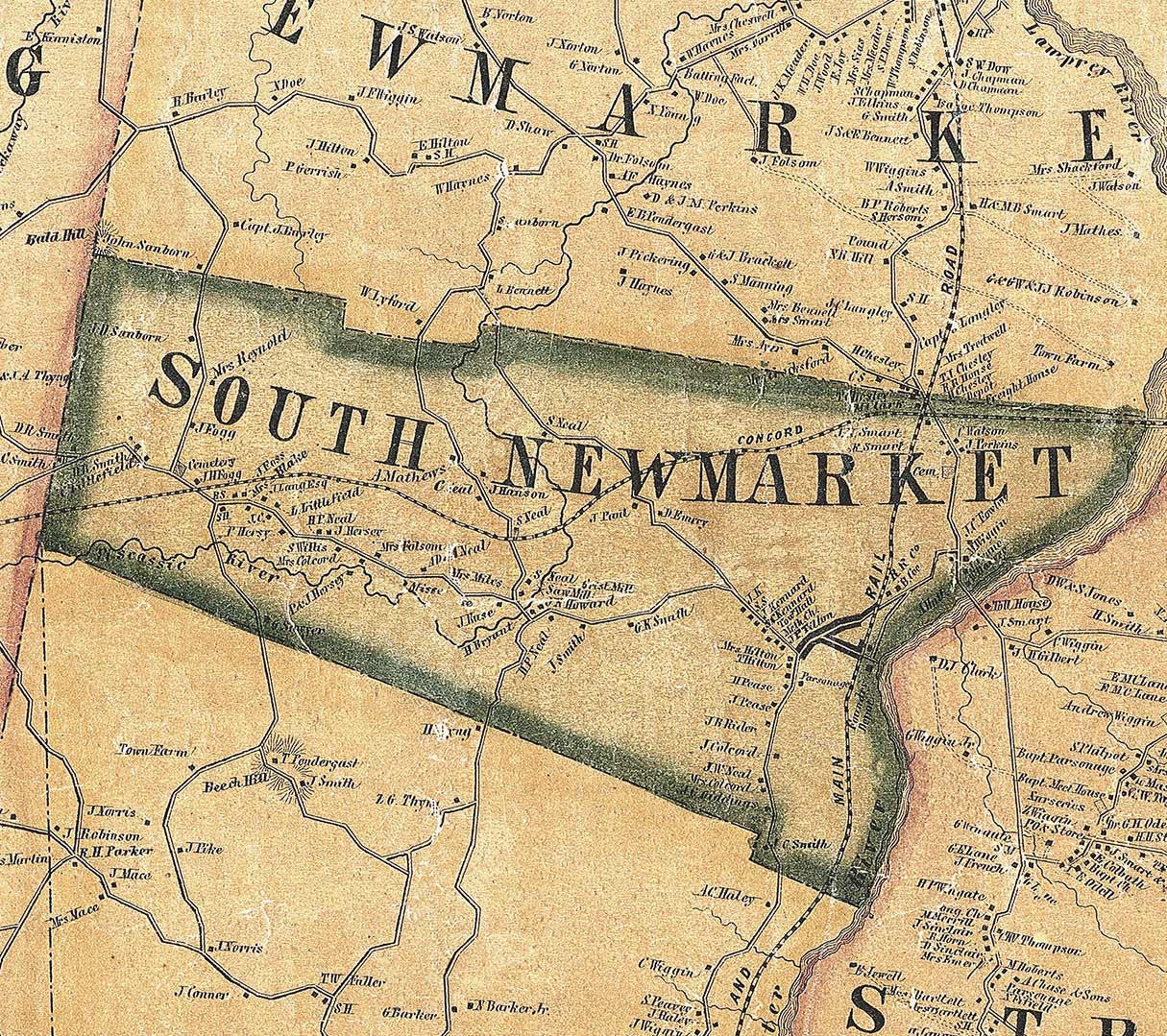 Rockingham County New Hampshire 1857 Old Wall Map Reprint | Etsy