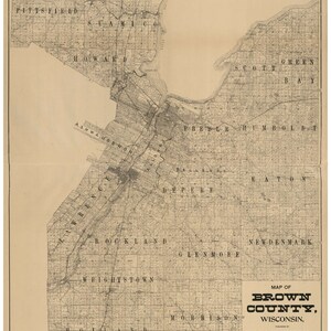 Brown County Wisconsin 1900 - Old Wall Map Reprint With Homeowner Names ...
