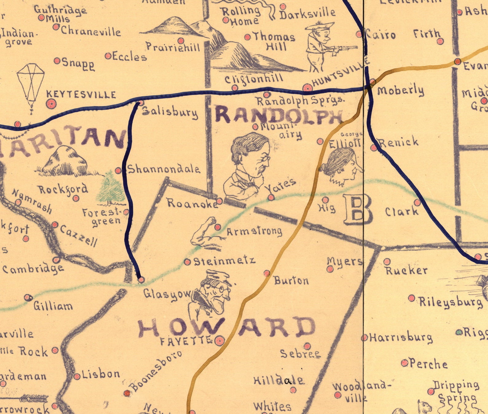 Missouri Quirky 1897 Railroad Map Galbraith State Map Reprint - Etsy