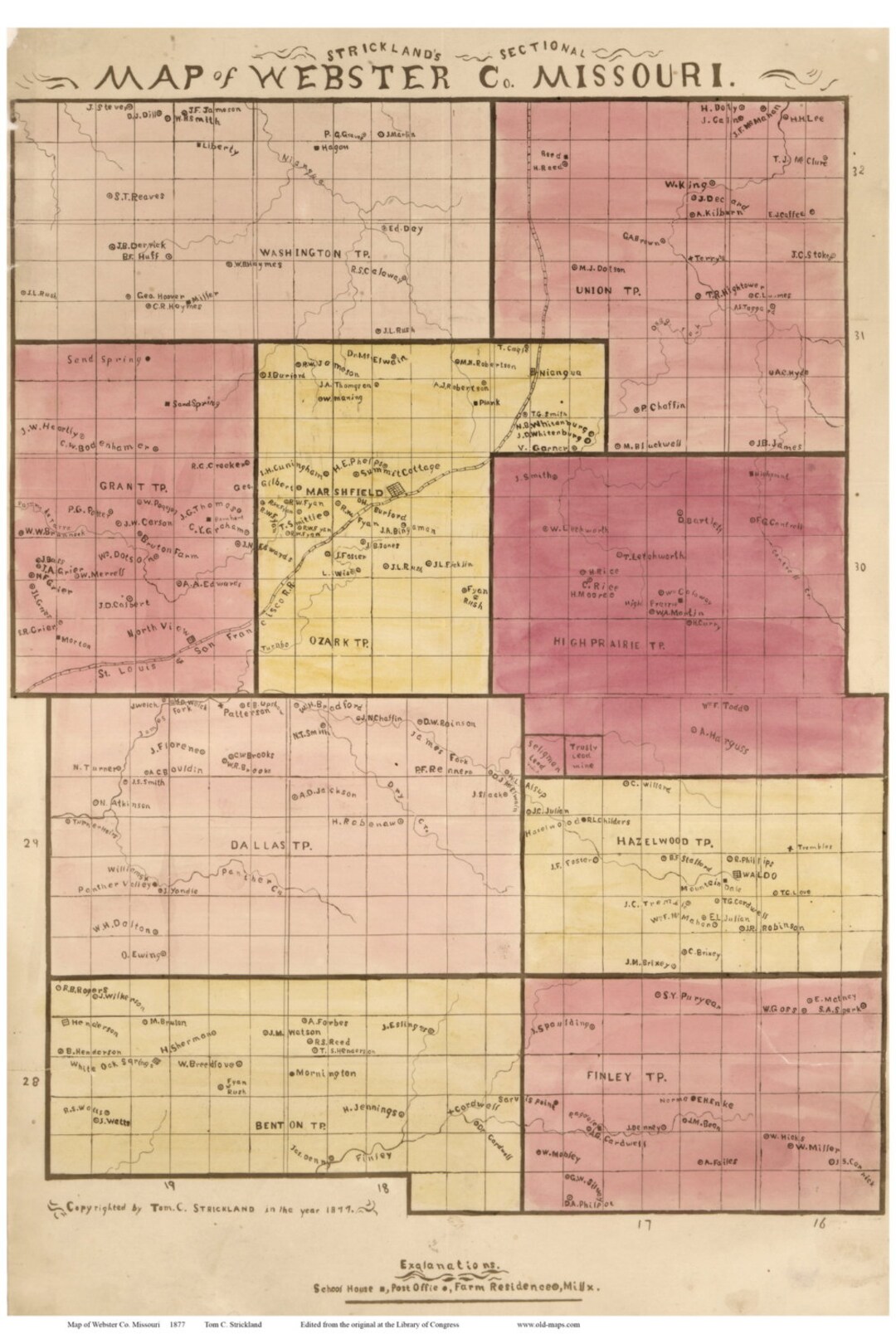 Webster County Missouri 1877 - Old Wall Map With Homeowner Names ...