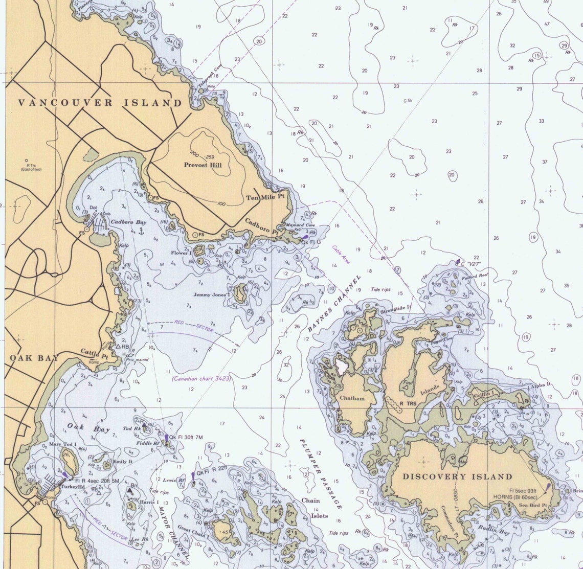 Haro Strait 1981 Nautical Map Washington Reprint PC Harbors - Etsy