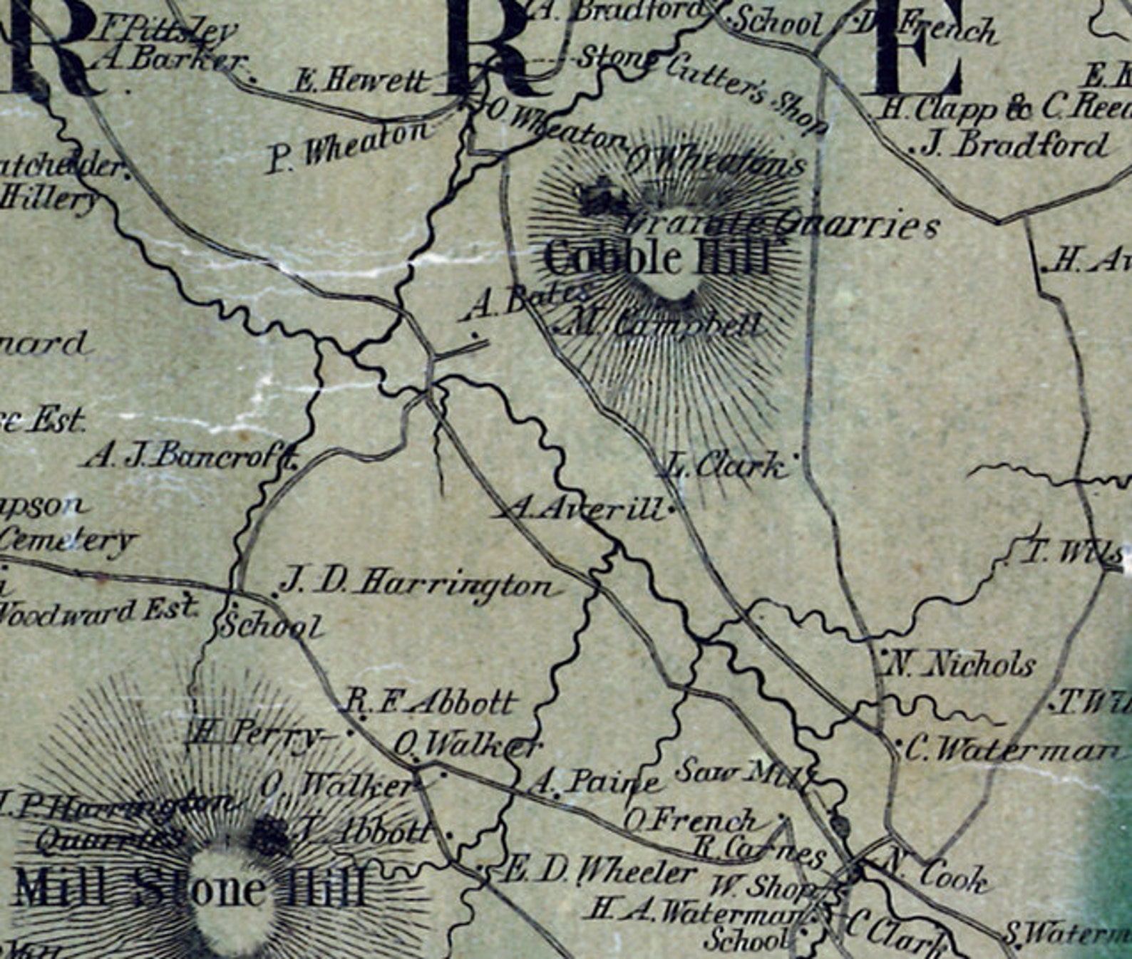 Washington County Vermont 1858 - Old Wall Map Reprint With Homeowner ...