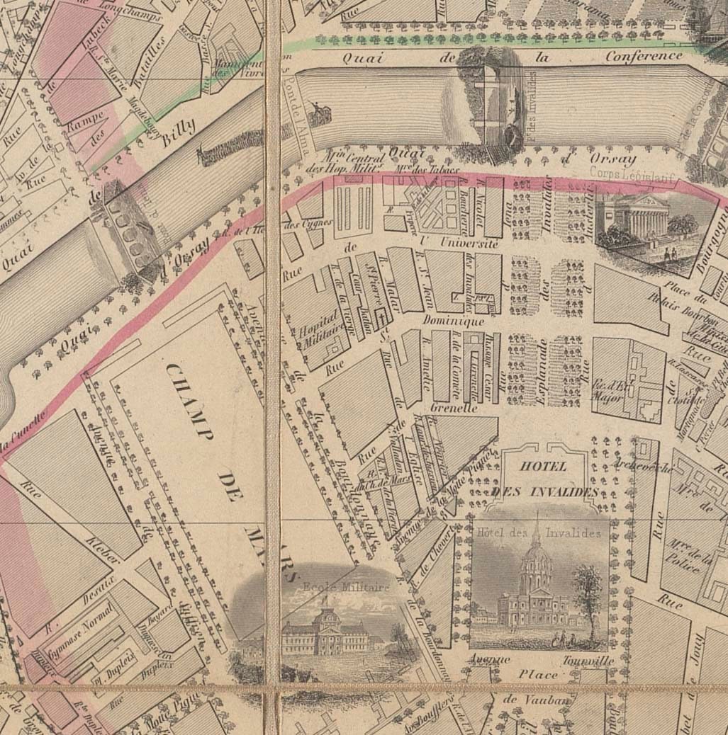 Old Map of Paris 1858 France - Walled City and Outlying Forts -- Street ...