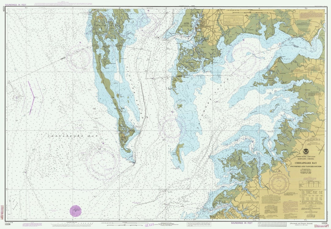 Pocomoke and Tangier Sounds - Chesapeake Bay - 1984 Nautical Map ...