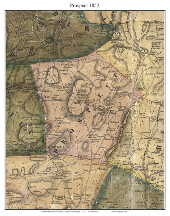 Prospect 1852 Old Town Map with Homeowner Names Connecticut | Etsy