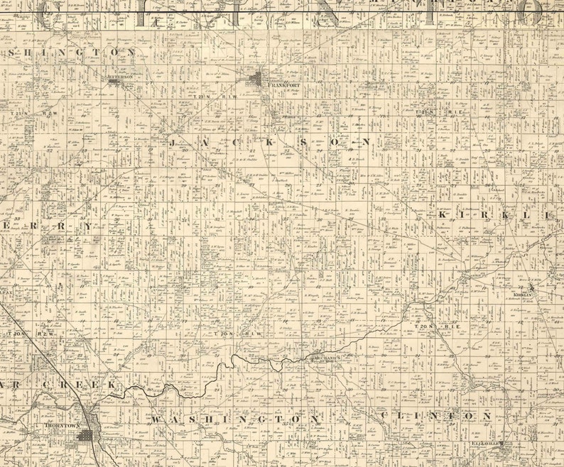 Boone and Clinton County Indiana 1865 Old Wall Map Reprint | Etsy