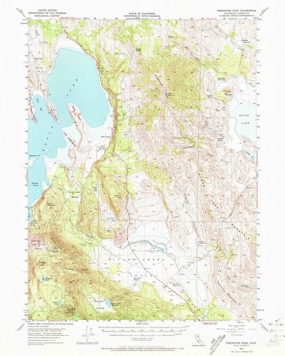 Freel Peak 1958 Old Topo Map Lake Tahoe Quad Reprint - Etsy