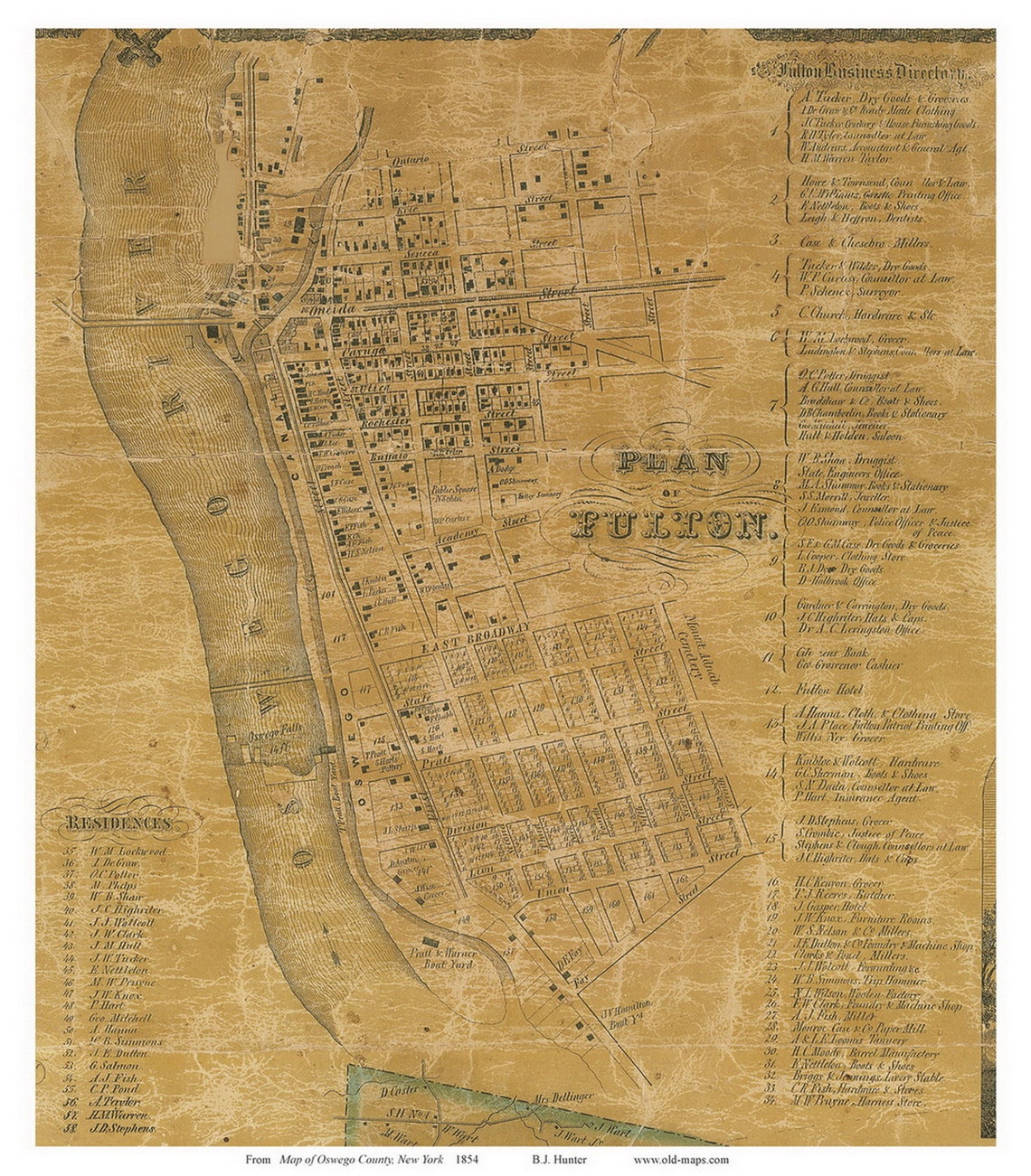 Fulton Village 1854 Old Town Map With Homeowner Names New York - Etsy